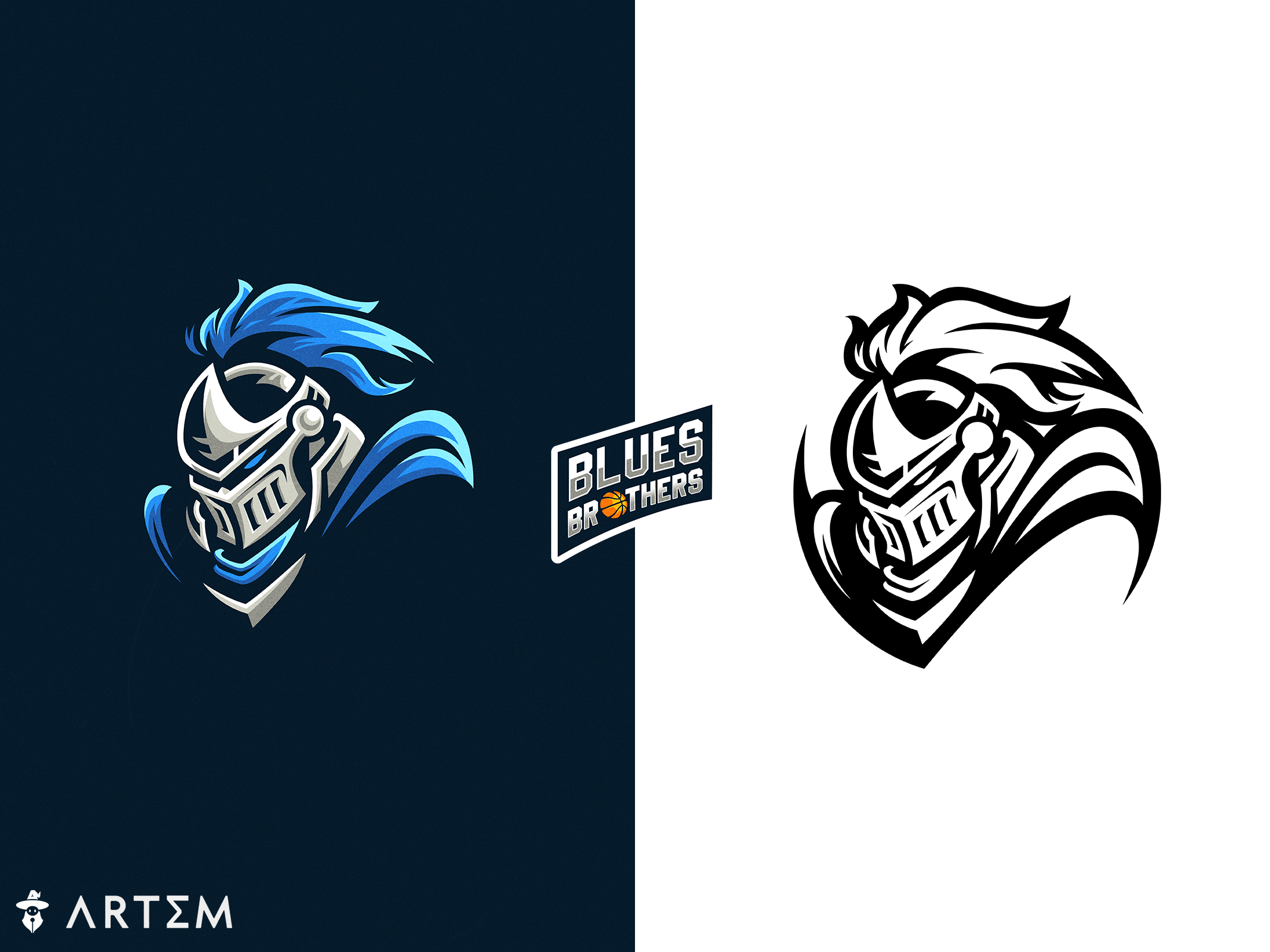 Blues Brothers Basketball mascot logo design by ART3M on Dribbble