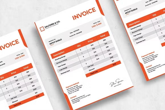 Invoice Template by Mukhlasur Rahman on Dribbble