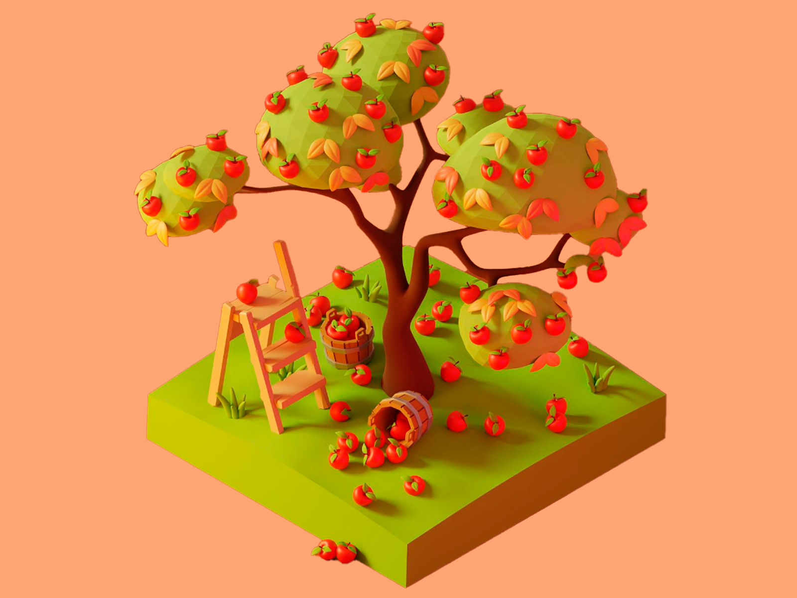 Apple harvest-3d visual by Breno Poletto on Dribbble