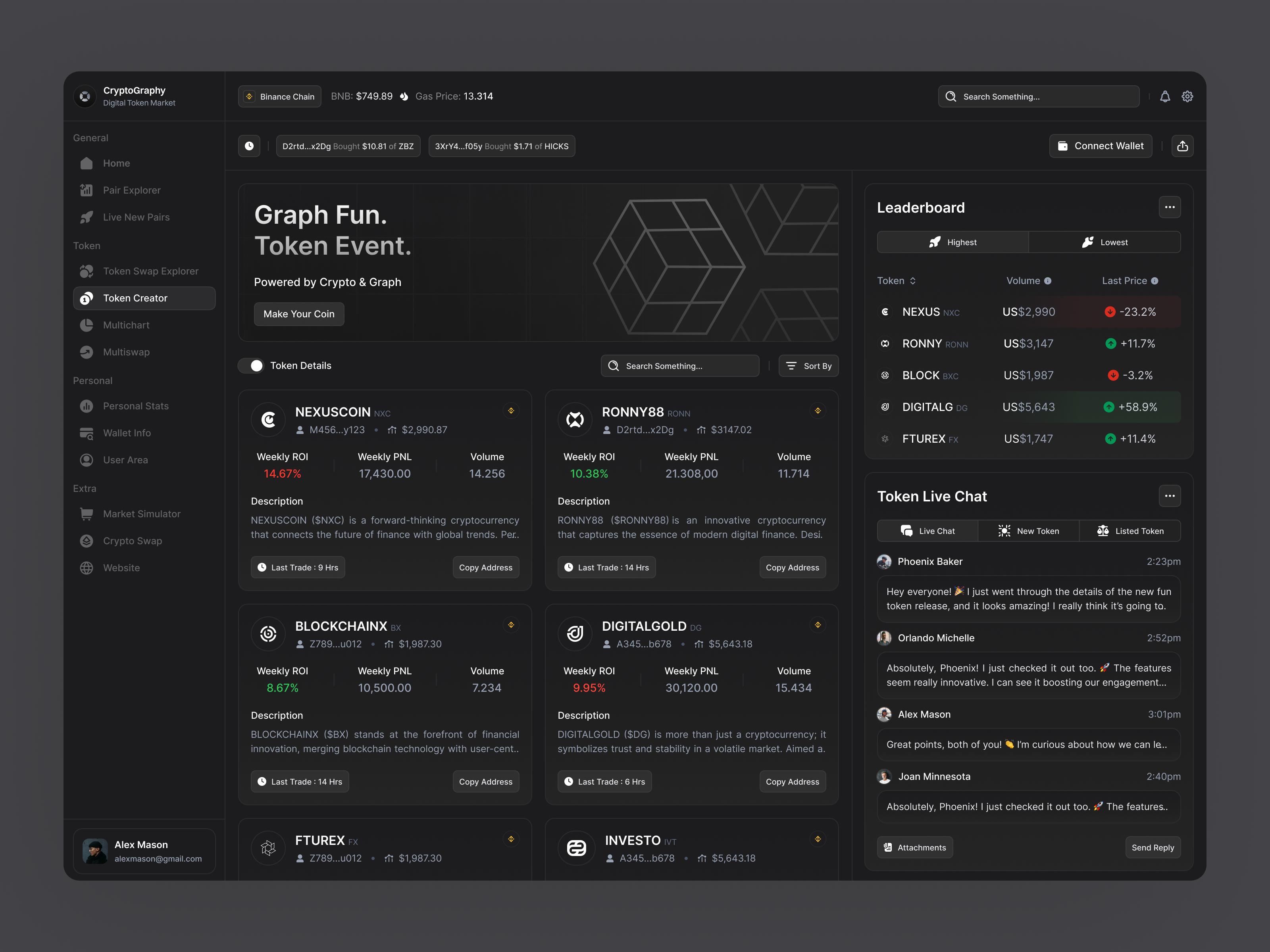 CryptoGraphy - Web3 DEX Dashboard Token Creator by Teguh Irvan Ariyanto for Korsa on Dribbble