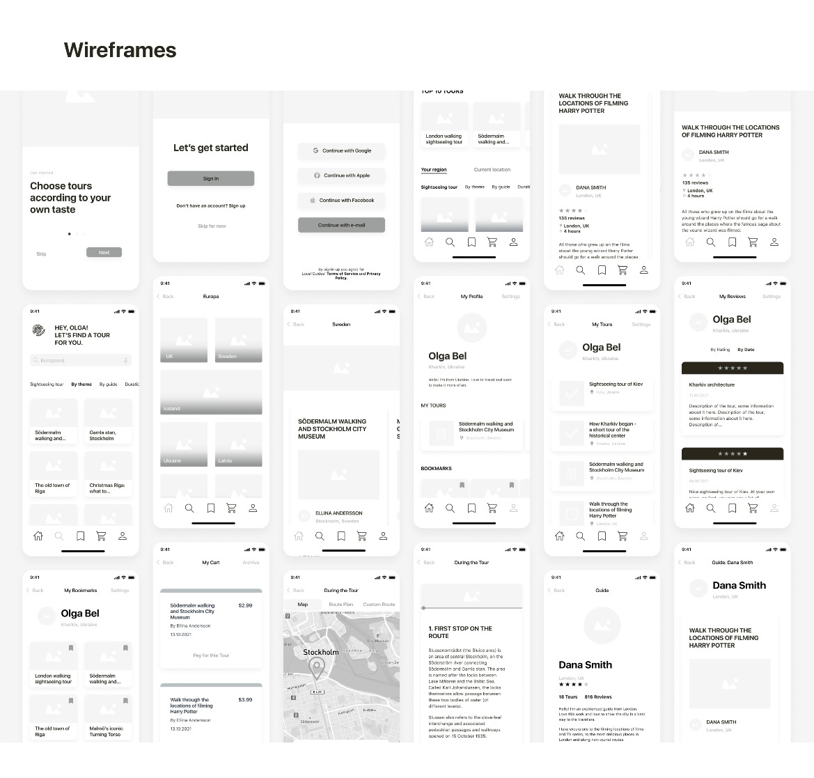 Wireframe Design Template for Travel App by UIUX on Dribbble