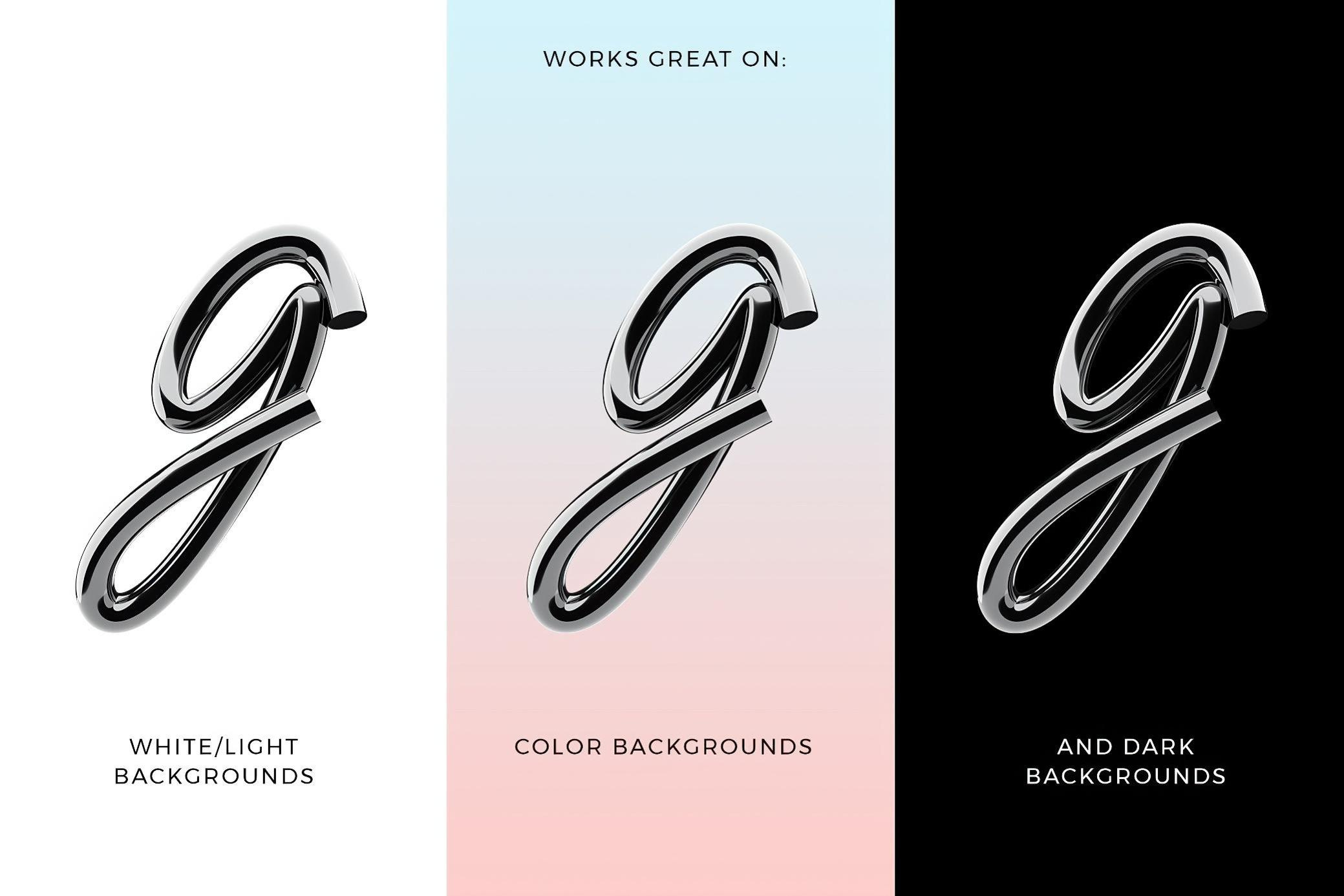 Chrome 3D Lettering Set by Pixelbuddha on Dribbble