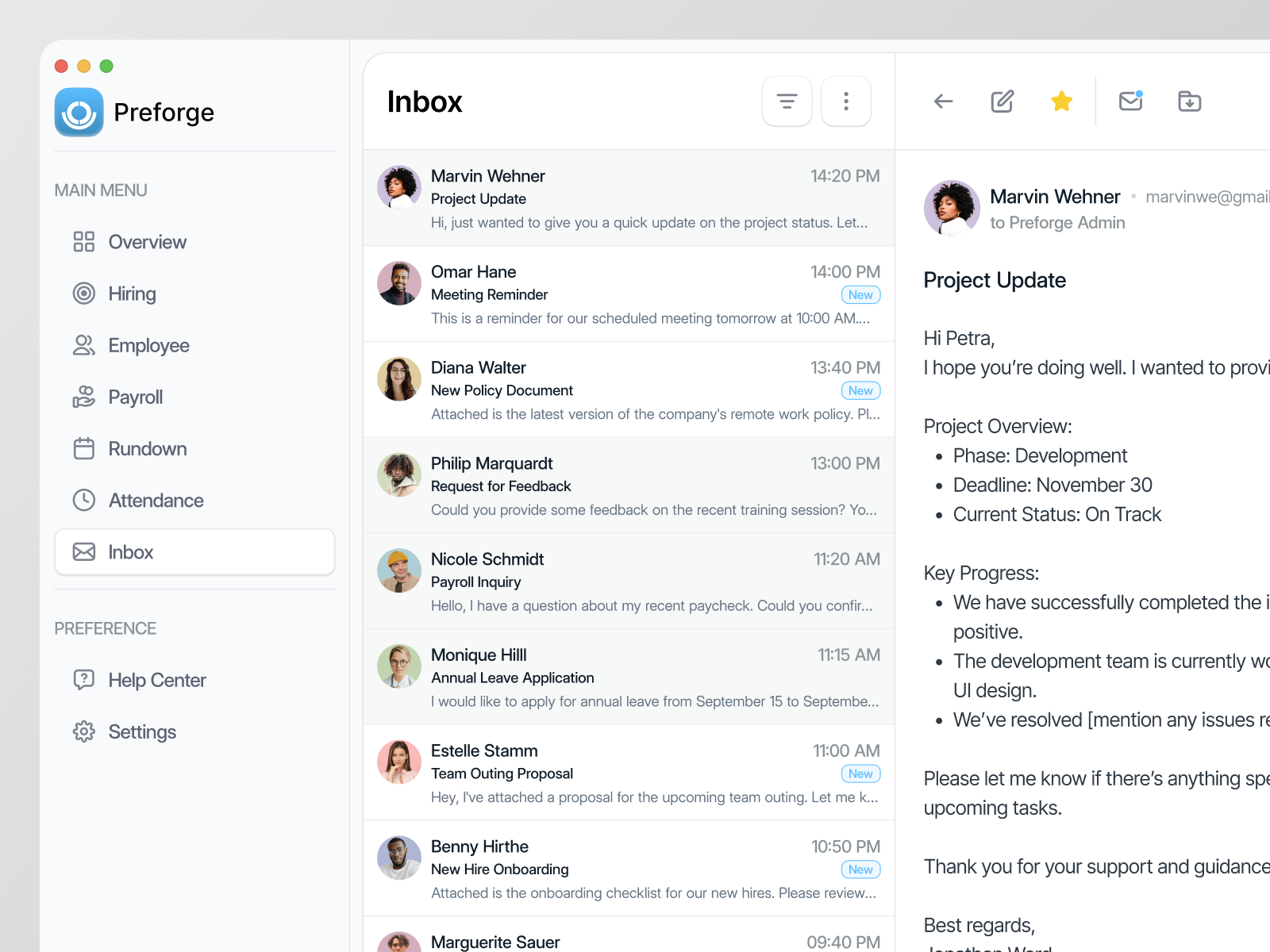 HR Dashboard - Message Inbox by Product SAAS for Cansaas on Dribbble