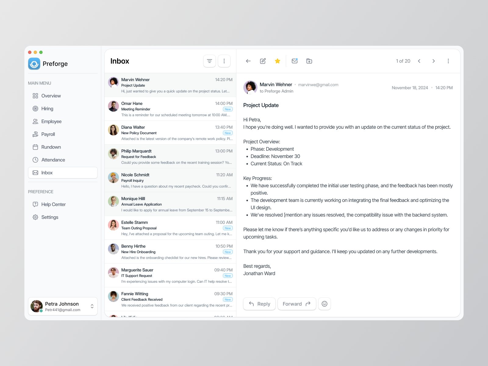 HR Dashboard - Message Inbox by Product SAAS for Cansaas on Dribbble