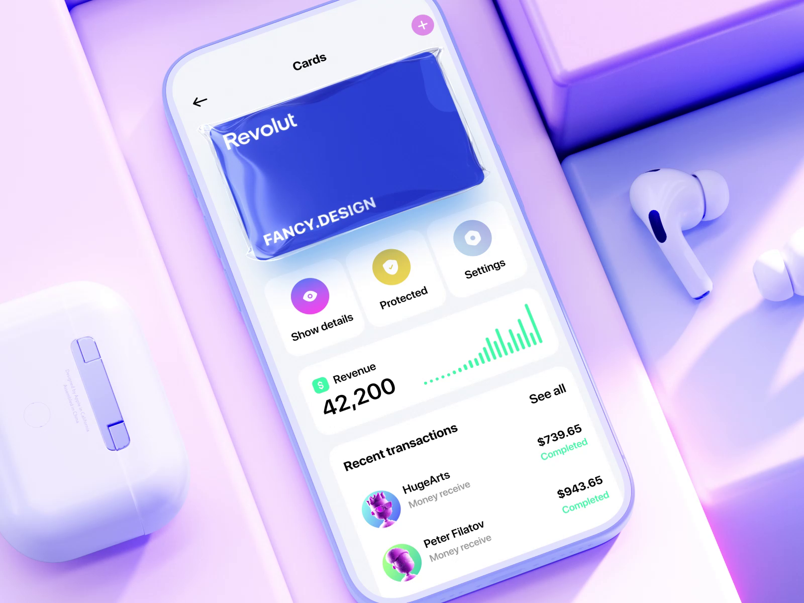 Protect card 3D animation mobile app design by ALEX BENDER for FANCY on ...