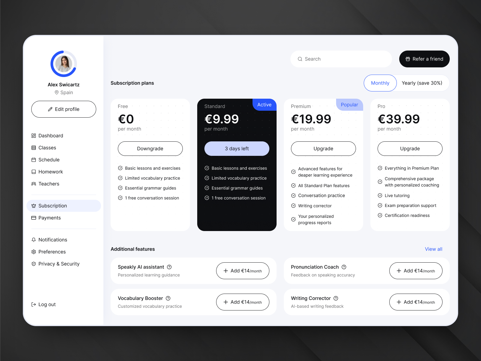 Dashboard for Language Learning System by Vikky on Dribbble