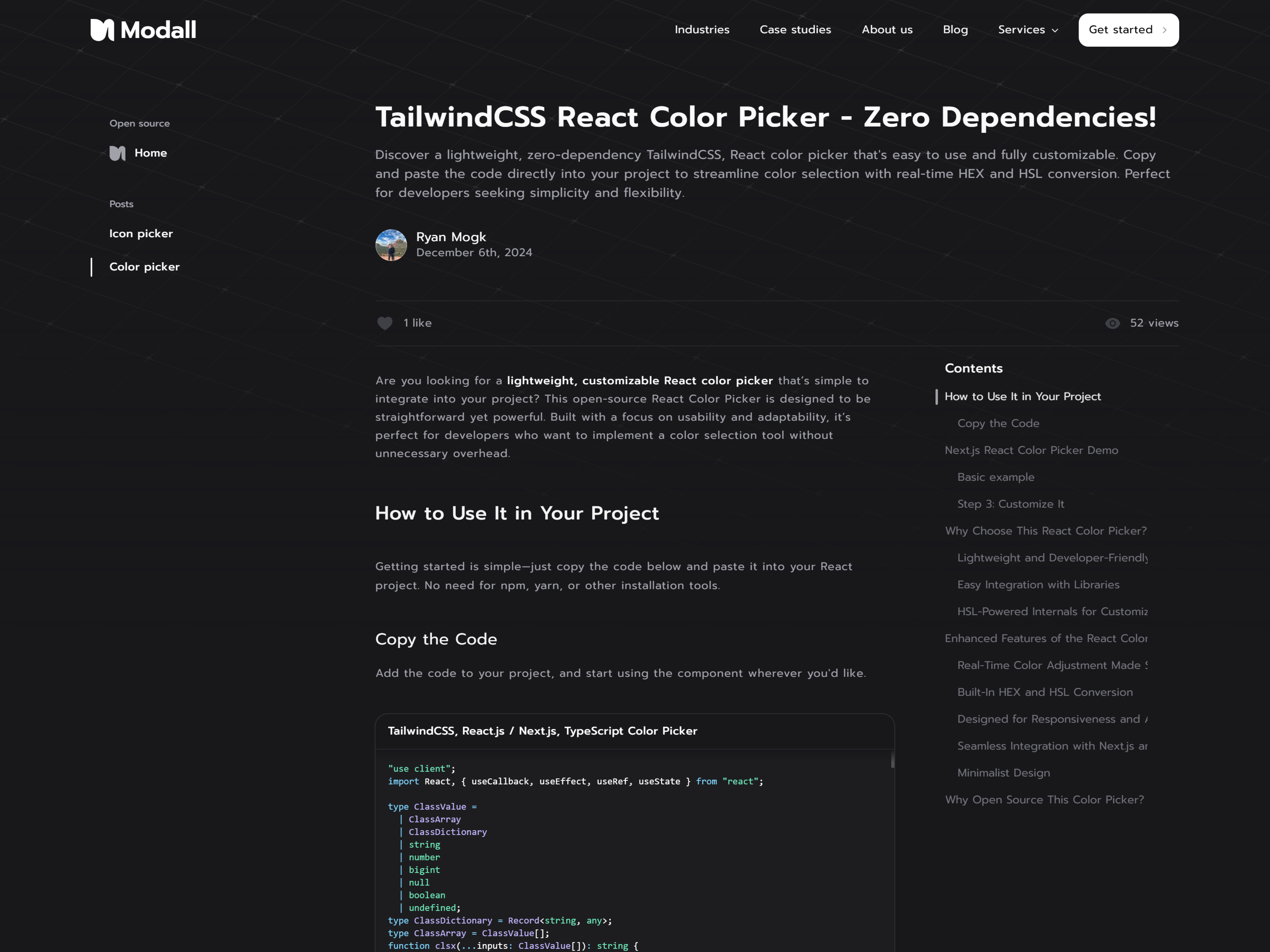 Open-Source TailwindCSS React Color Picker Tool by Modall on Dribbble