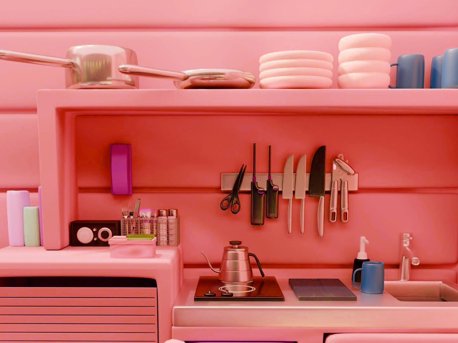 Pink Perfection- 3d Kitchen Counter by Goodlk on Dribbble