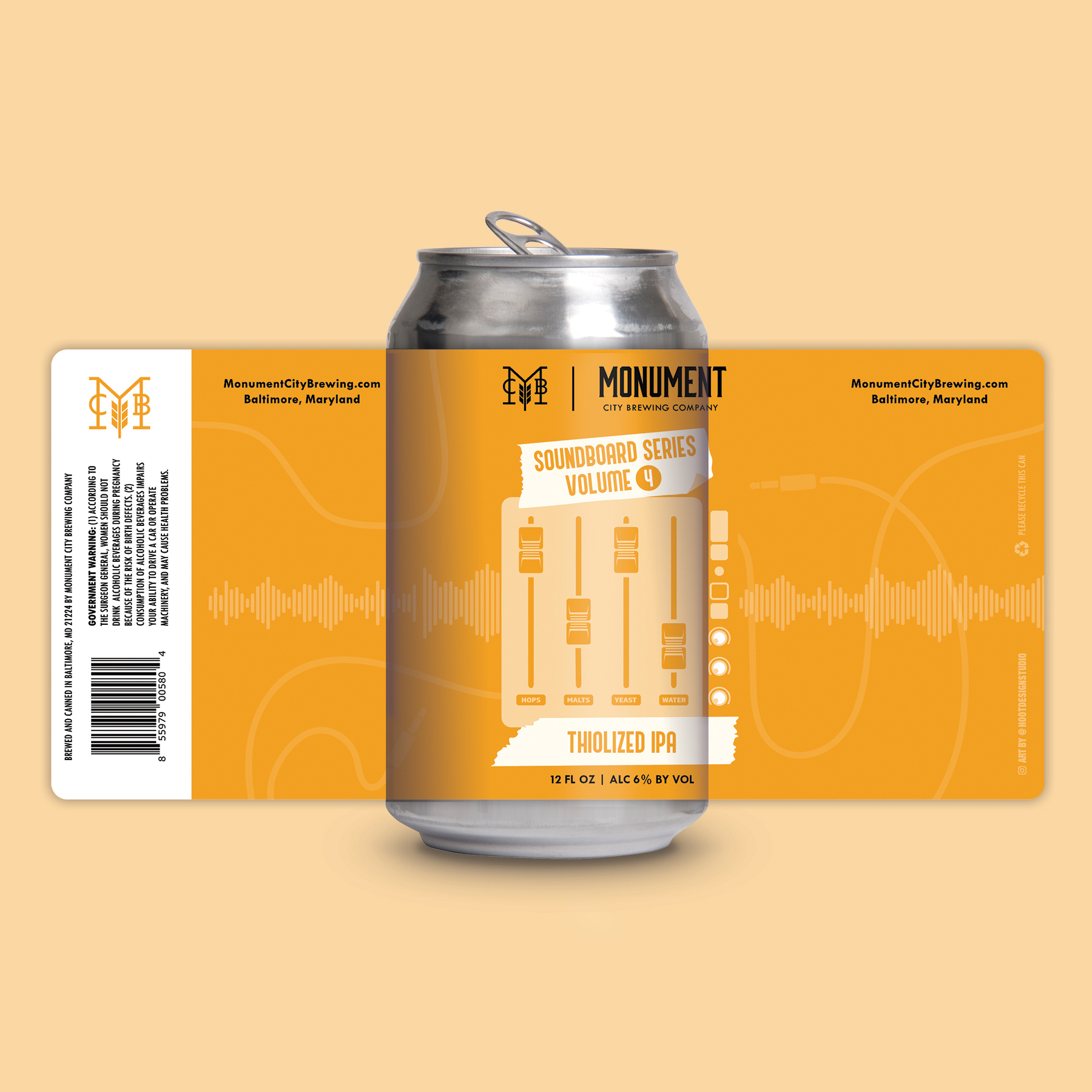 Soundboard Series IPA Label Design & Branding for Monument City by Jen Borror | Hoot Design ...