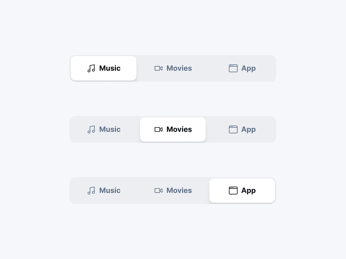 Segmented control tabs in app UI kit by Bohuslav Poláček on Dribbble