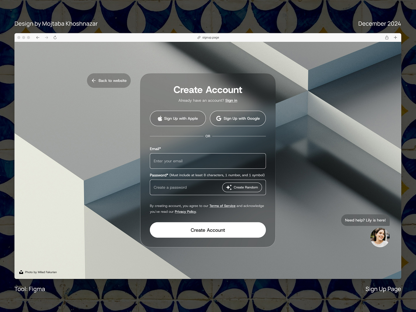 Modern Minimal Sign-Up Page UI Design by Mojtaba Khoshnazar on Dribbble