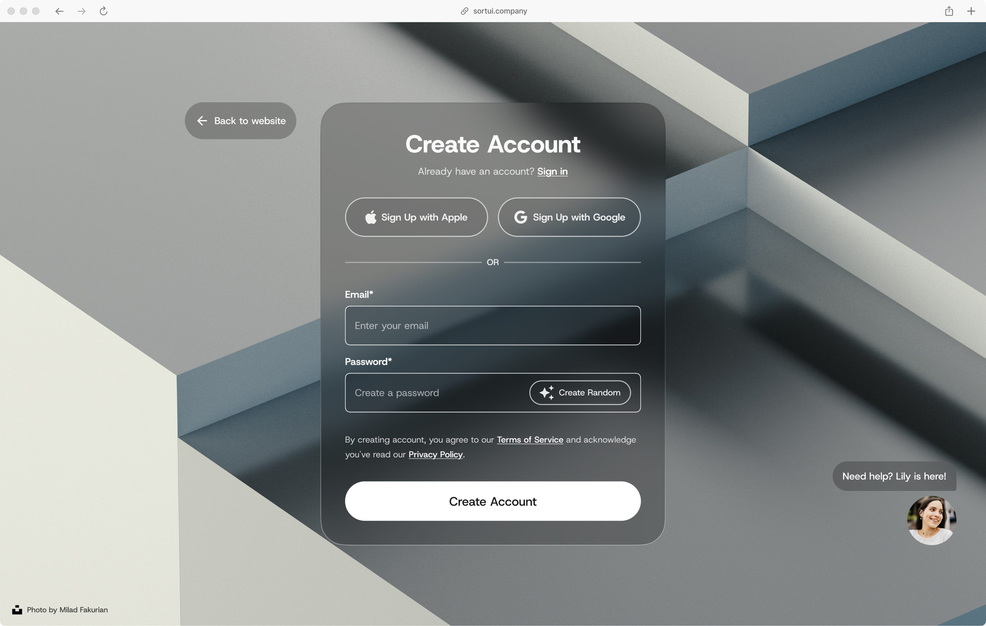 Modern Minimal Sign-Up Page UI Design by Mojtaba Khoshnazar on Dribbble