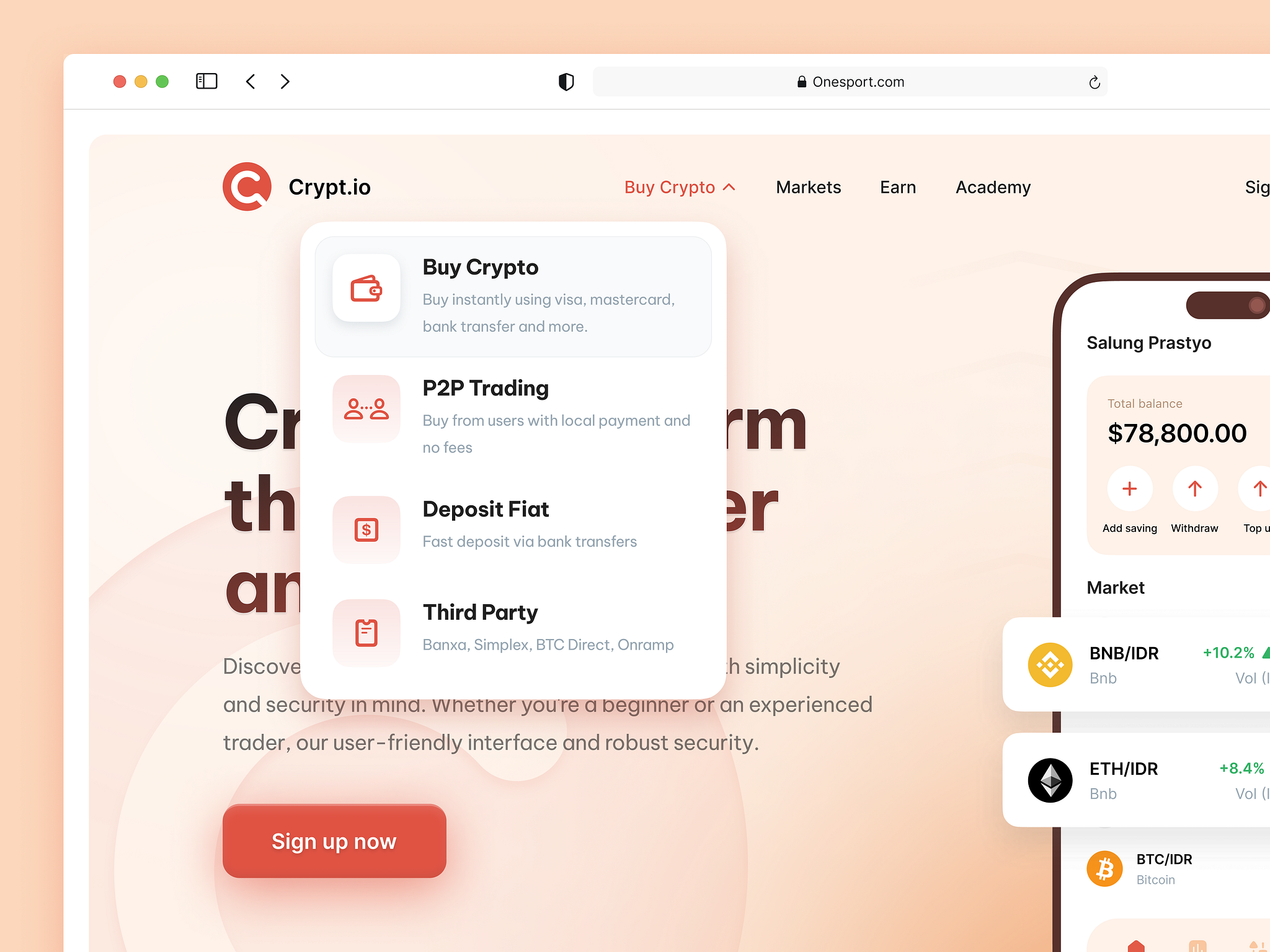 Crypt.io - Buy Crypto Dropdown by Salung Prastyo for Spark Pixel Design on Dribbble
