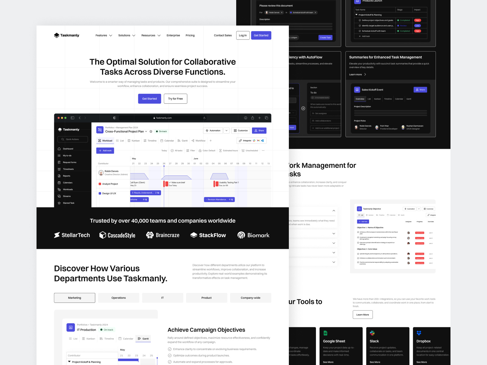 Taskmanly UI Kit - Task Management Landing Page by Robbi Darwis for Flow Forge on Dribbble