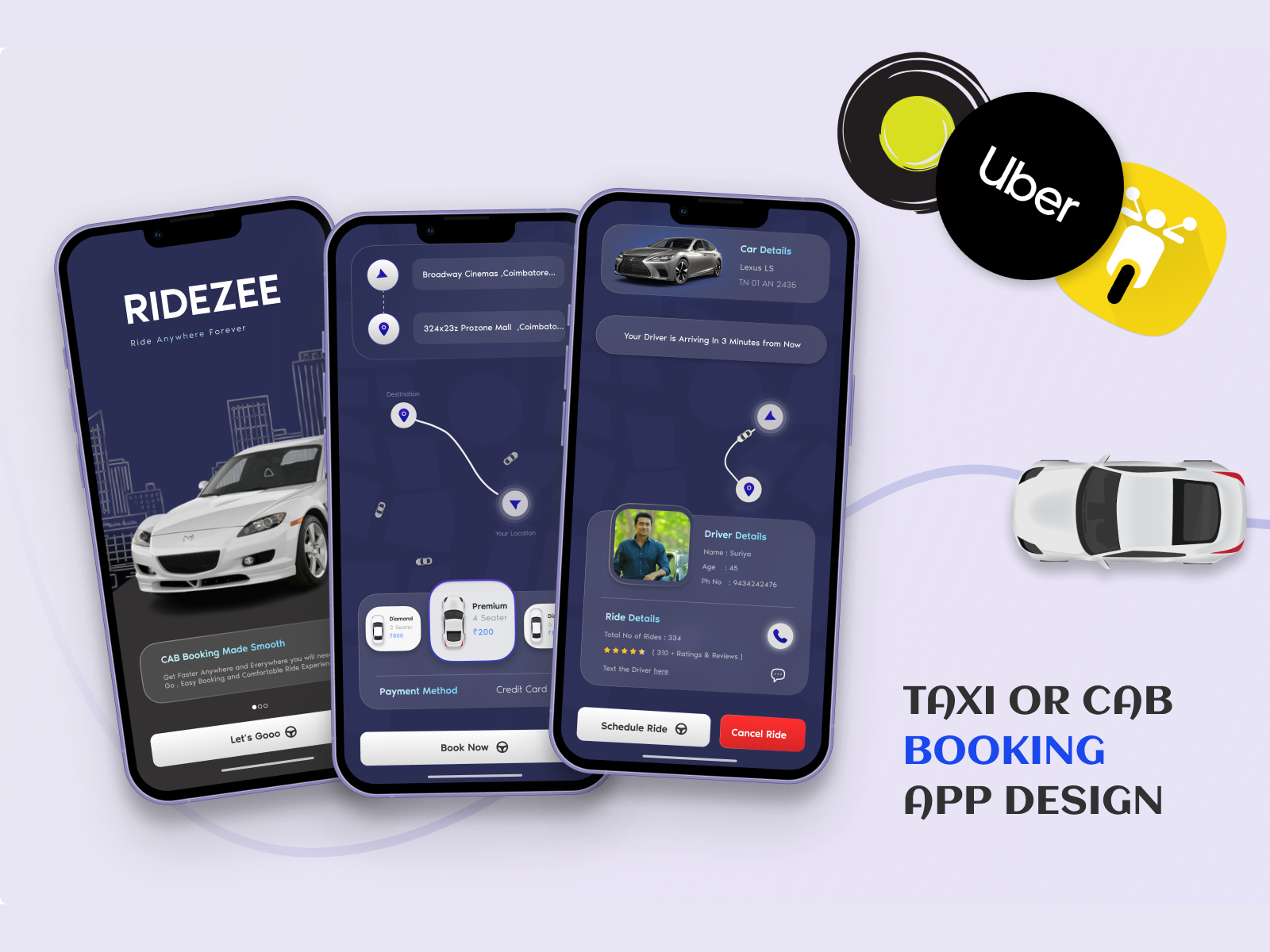 Taxi or Cab Booking App UI Design by Shahab Ud Din on Dribbble