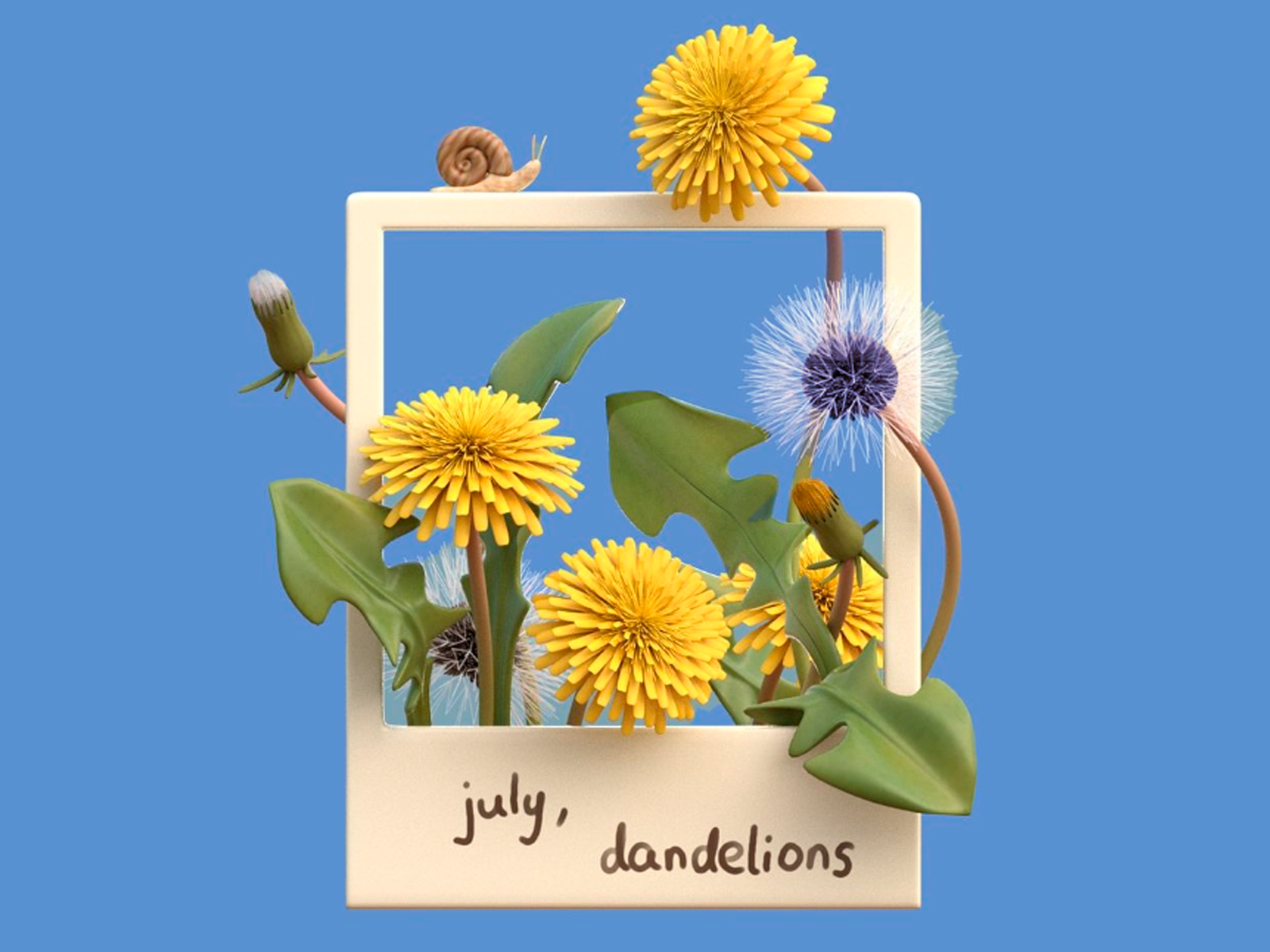 Dandelion Days 3D postcard by tony nilsen on Dribbble