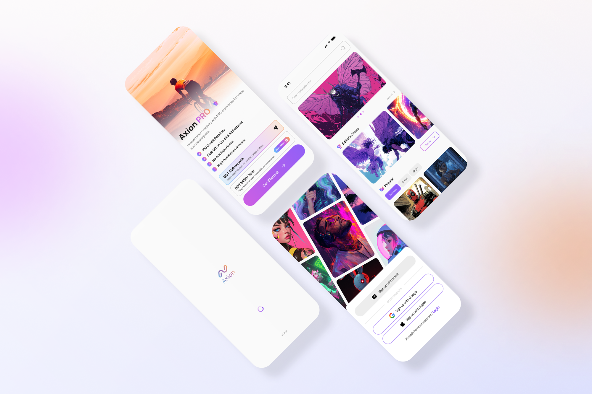 AXION - AI IMAGE GENERATOR APP UI by Chandranath Babu on Dribbble