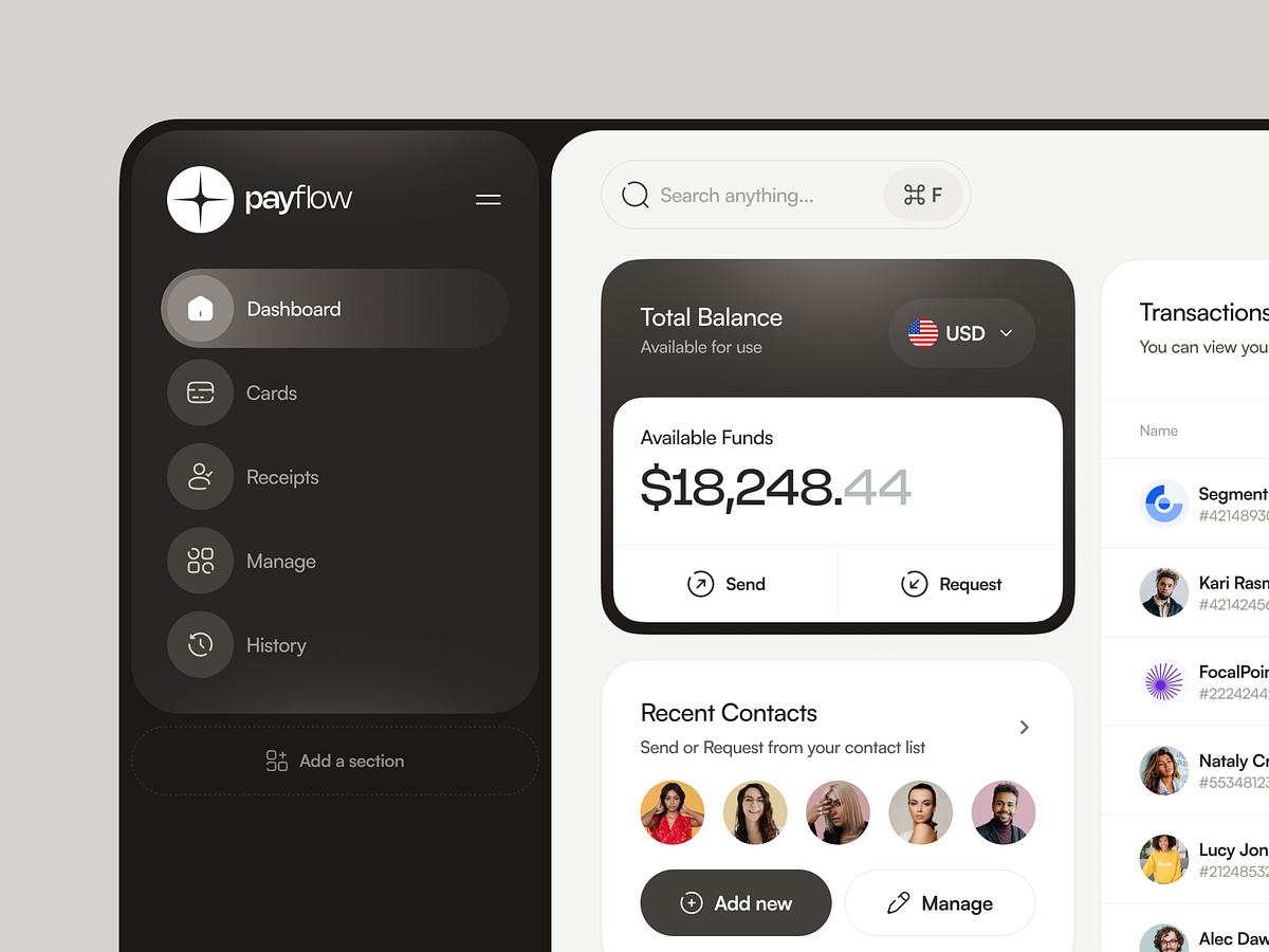 PayFlow - Dashboard UI by Nicholas Ergemla for Awsmd on Dribbble