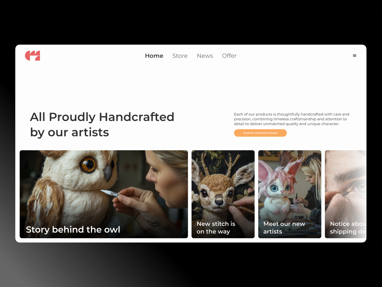 Handcraft website landing page by Jeff Zheng on Dribbble