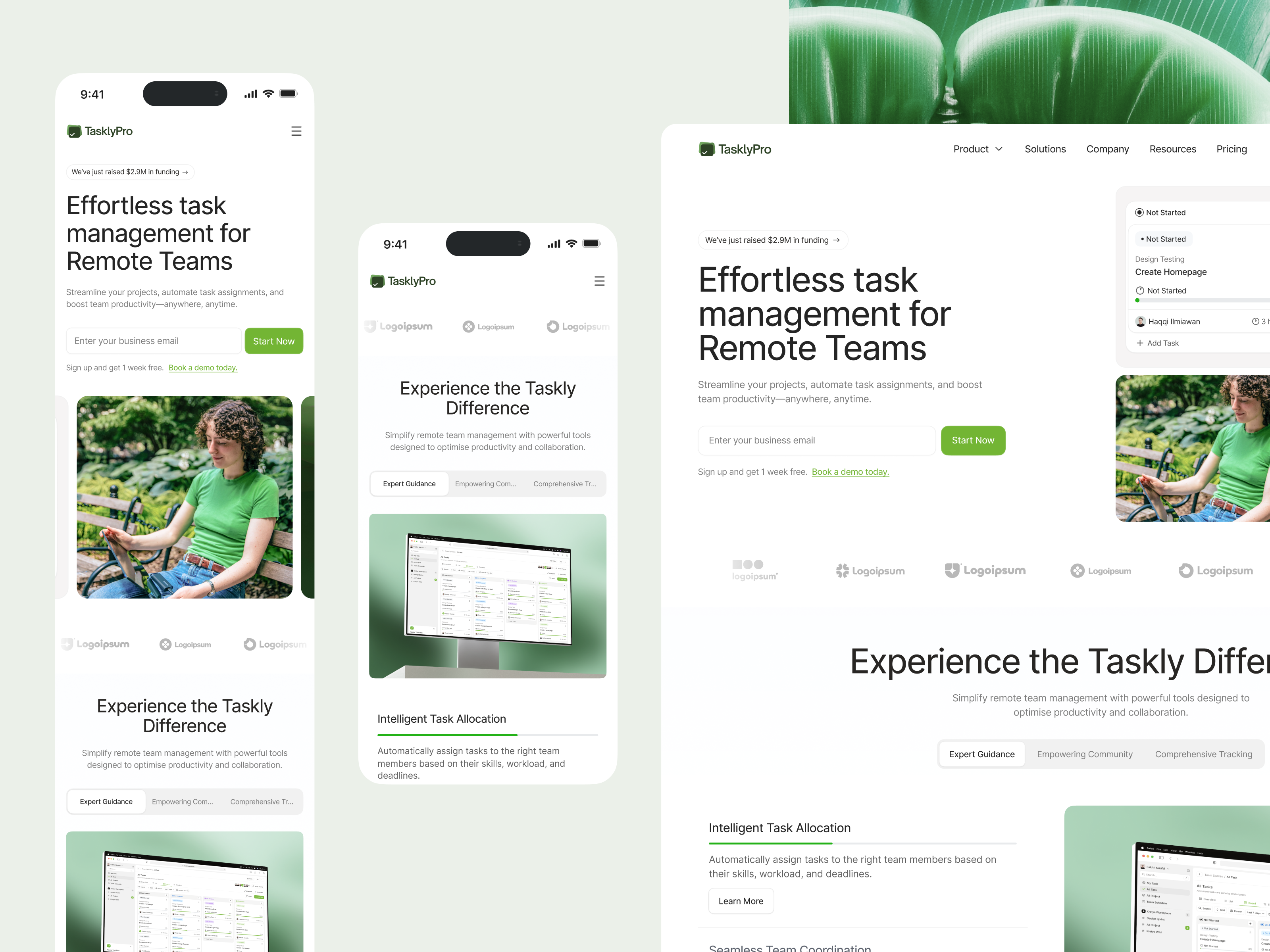 TasklyPro - Responsive Landing Page by Fakhri Naufal for Kretya Studio ...