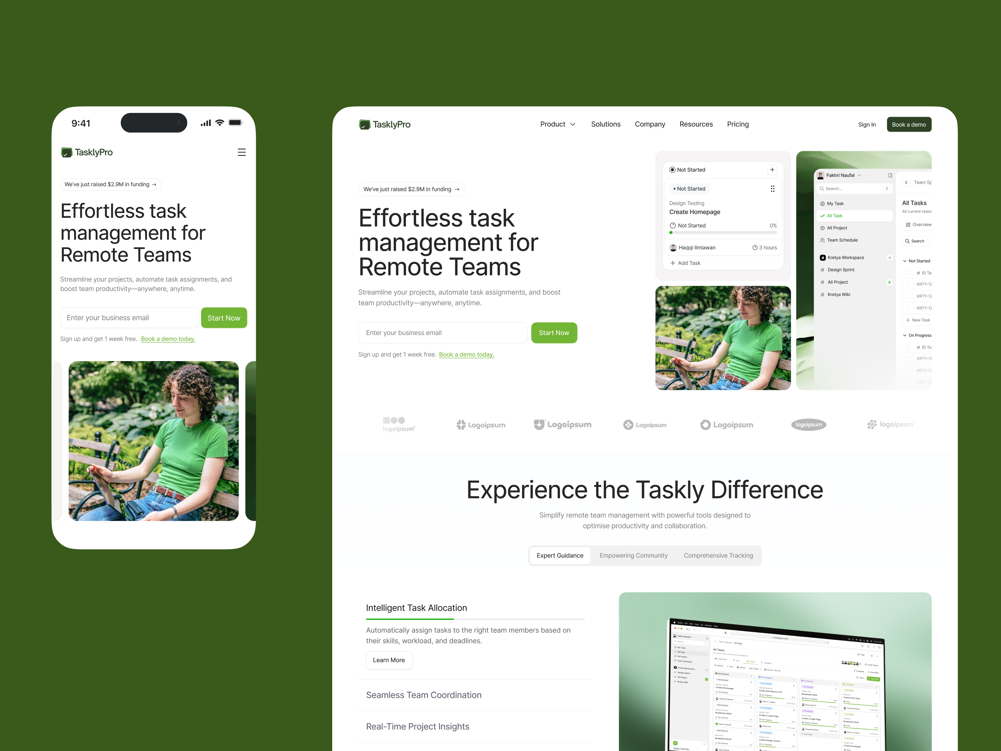 TasklyPro - Responsive Landing Page by Fakhri Naufal for Kretya Studio ...