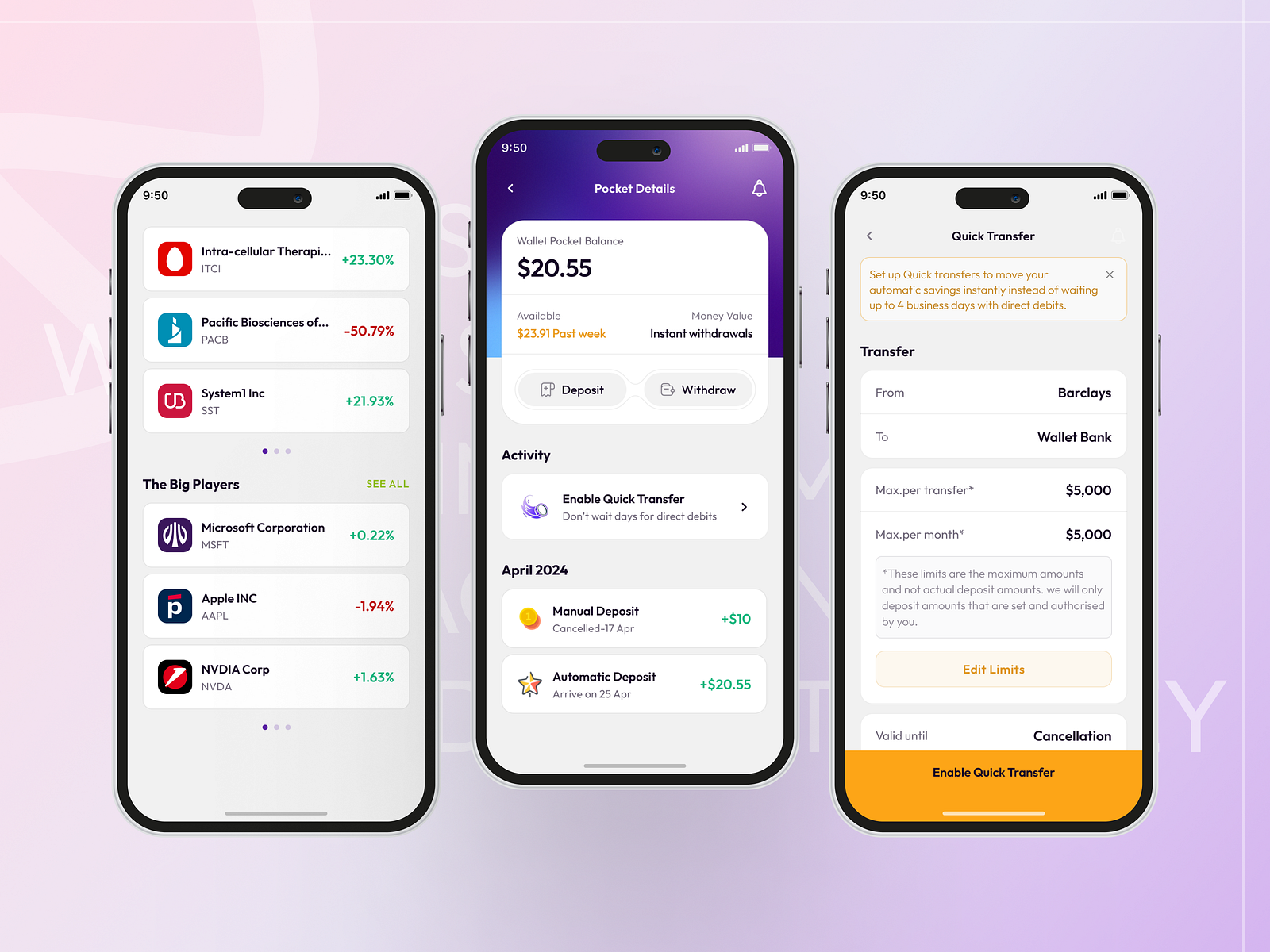 Stocks, Funds, Wallet App by Nanthakumar on Dribbble