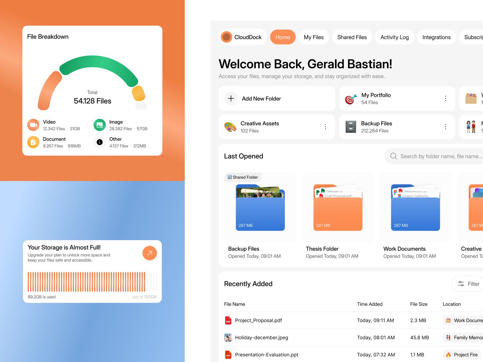 CloudDock - Cloud Storage Management Dashboard by Ryan Indra for ...