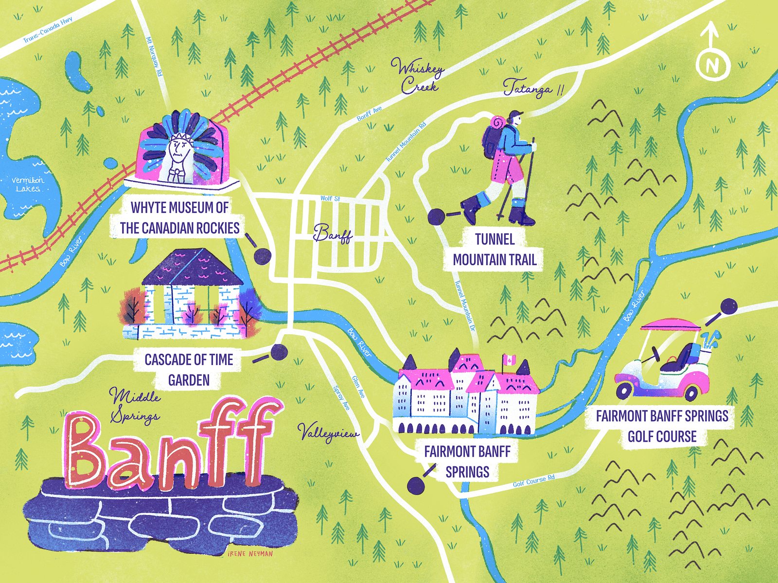 Banff Illustrative Map by Irene Neyman on Dribbble