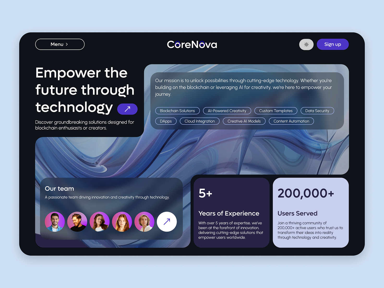 CoreNova Landing Page | AI Technologies Platform by Yuliia Lakhno for ProArea Digital Agency on ...