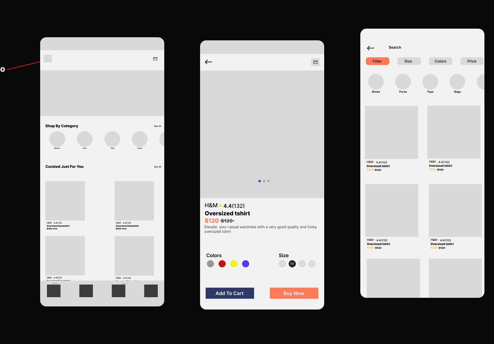 Wireframe for ECOM Website by Hardik on Dribbble
