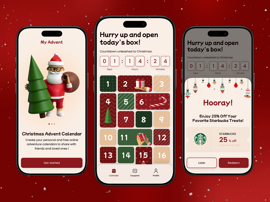 Mobile App Advent Сalendar Сoncept | Merry Christmas by Kate P. for ...