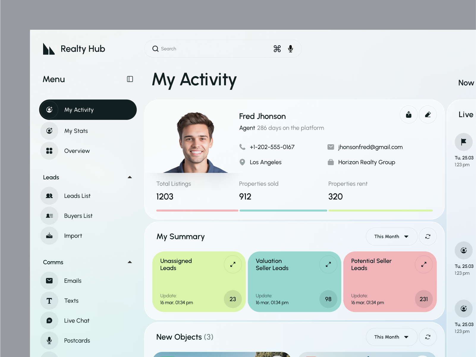 Realty Hub - Real Estate CRM Dashboard by Jack L. for RonDesignLab ⭐️ ...