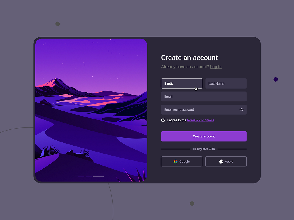 Sign Up Page - UI Design by Bardia Adibi on Dribbble
