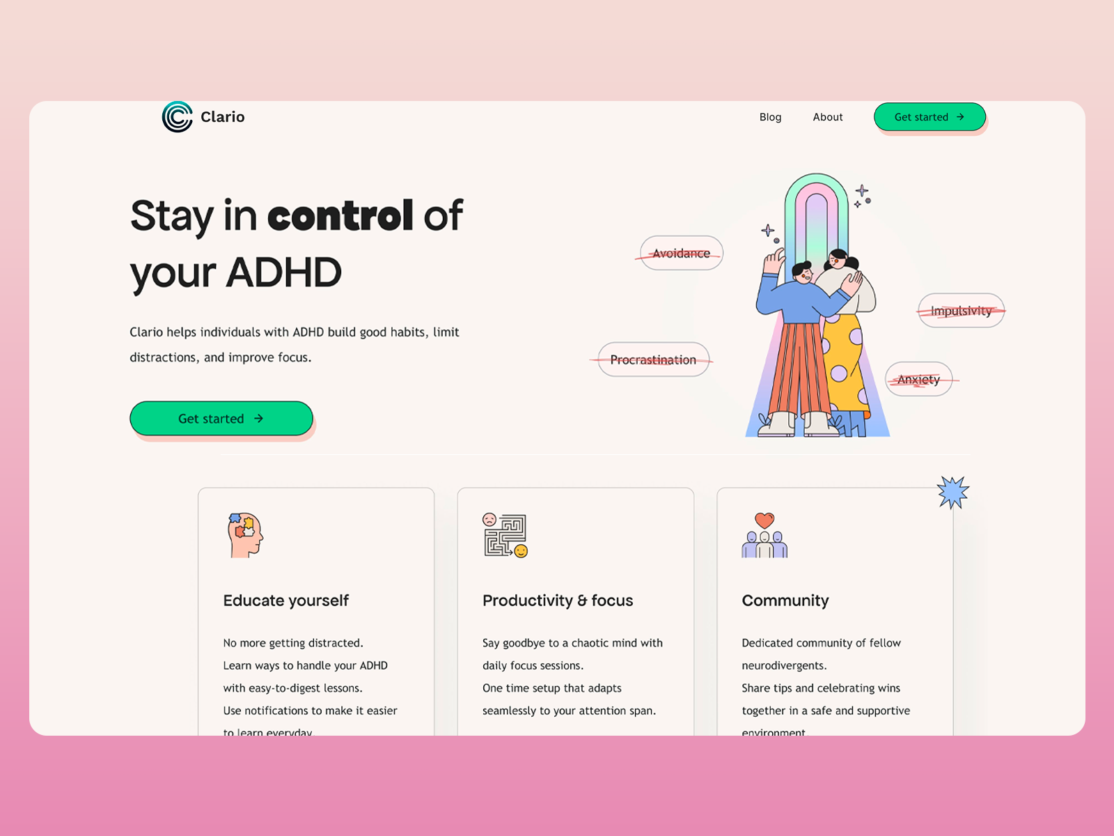 Clario: ADHD Control Landing Page by Logan Torresdes on Dribbble