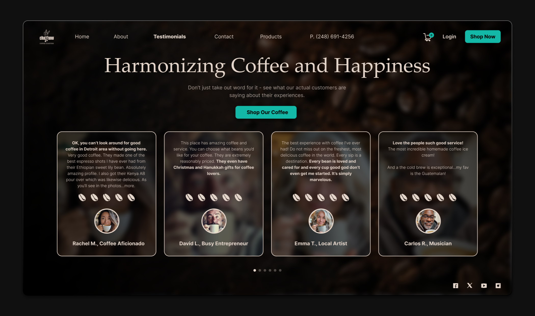 Coffee Roaster Web Design by Wayne Porter on Dribbble