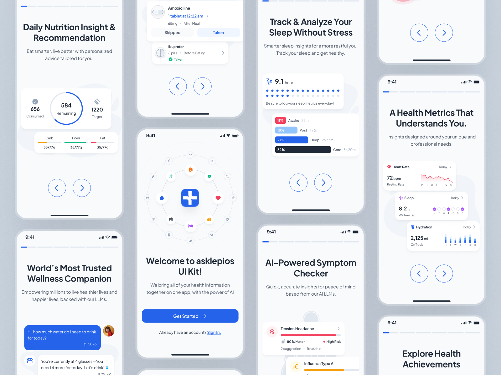 asklepios v2: AI Health & Wellness App - Home & Smart Metrics UI by ...