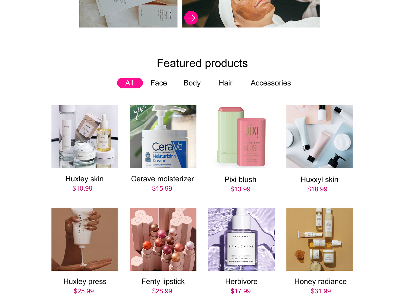 Charm beauty and skincare web UI by klymax by Tobiloba Ademosu on Dribbble