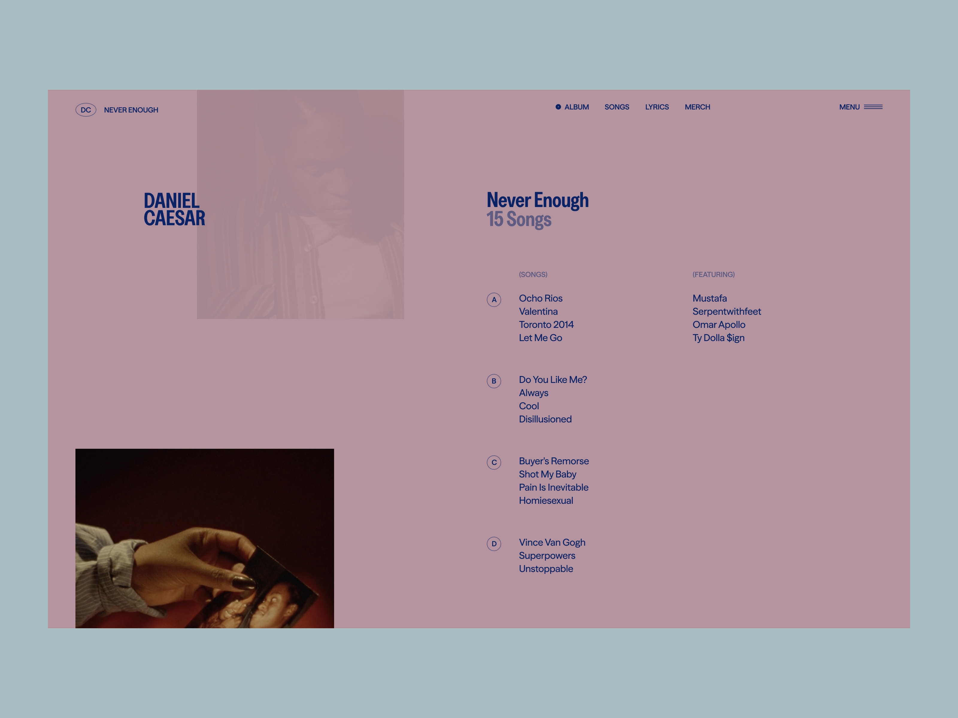 Daniel Caesar - Never Enough by Ben Couret on Dribbble