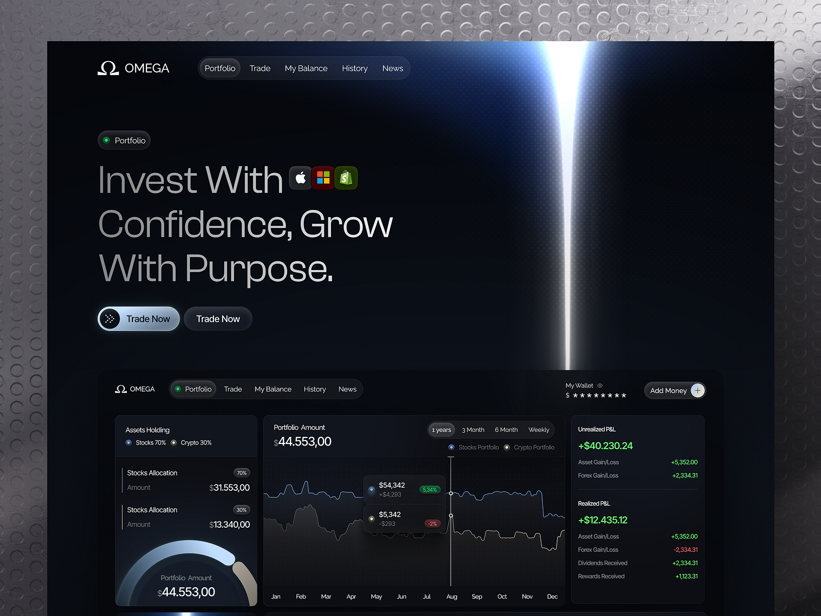 Omega - Stock Investment Landing Page by Rafi Rohmat for Odama on Dribbble