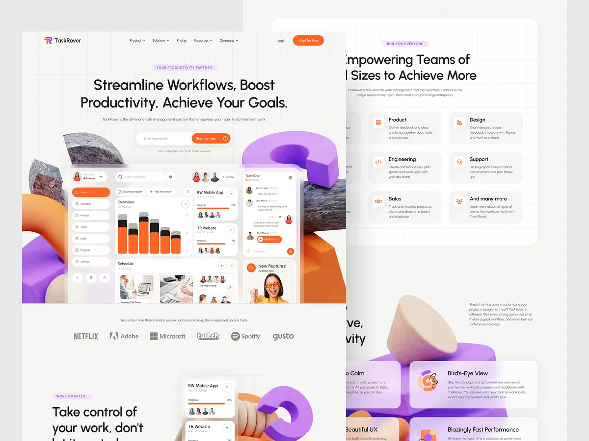 Project Management Landing Page designs, themes, templates and ...