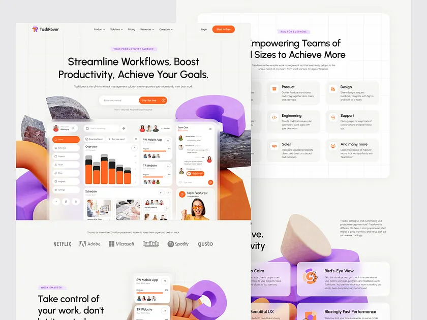 Project Management Landing Page designs, themes, templates and ...