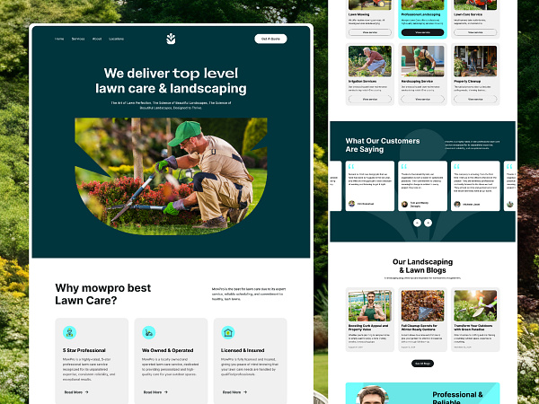 Lawn care & landscaping website design by Wolfpixel UI/UX for Wolfpixel ...