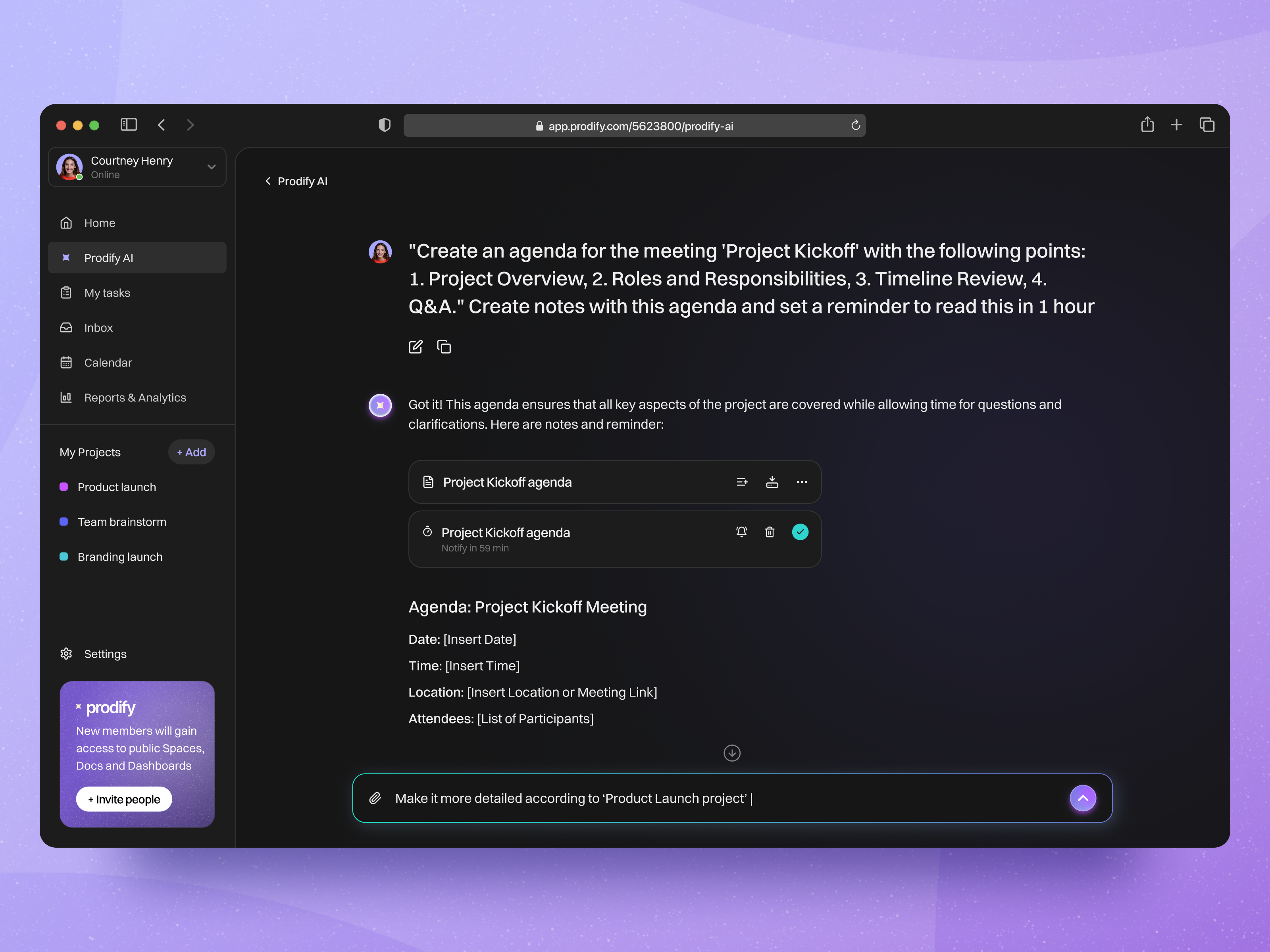 Prodify - AI Assistant Dashboard Tech UI Design by Phenomenon Product for Phenomenon Studio on ...