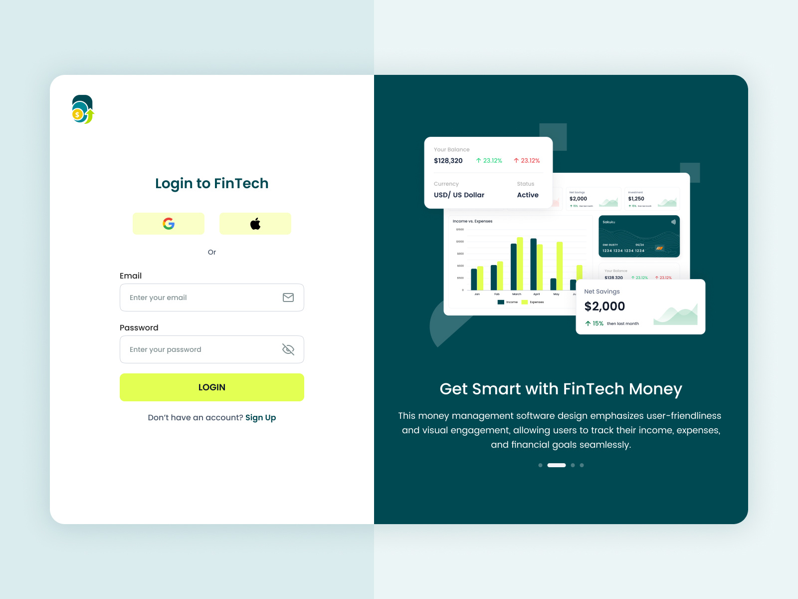 Finance - Money Management Auth Pages by Dhara vara on Dribbble