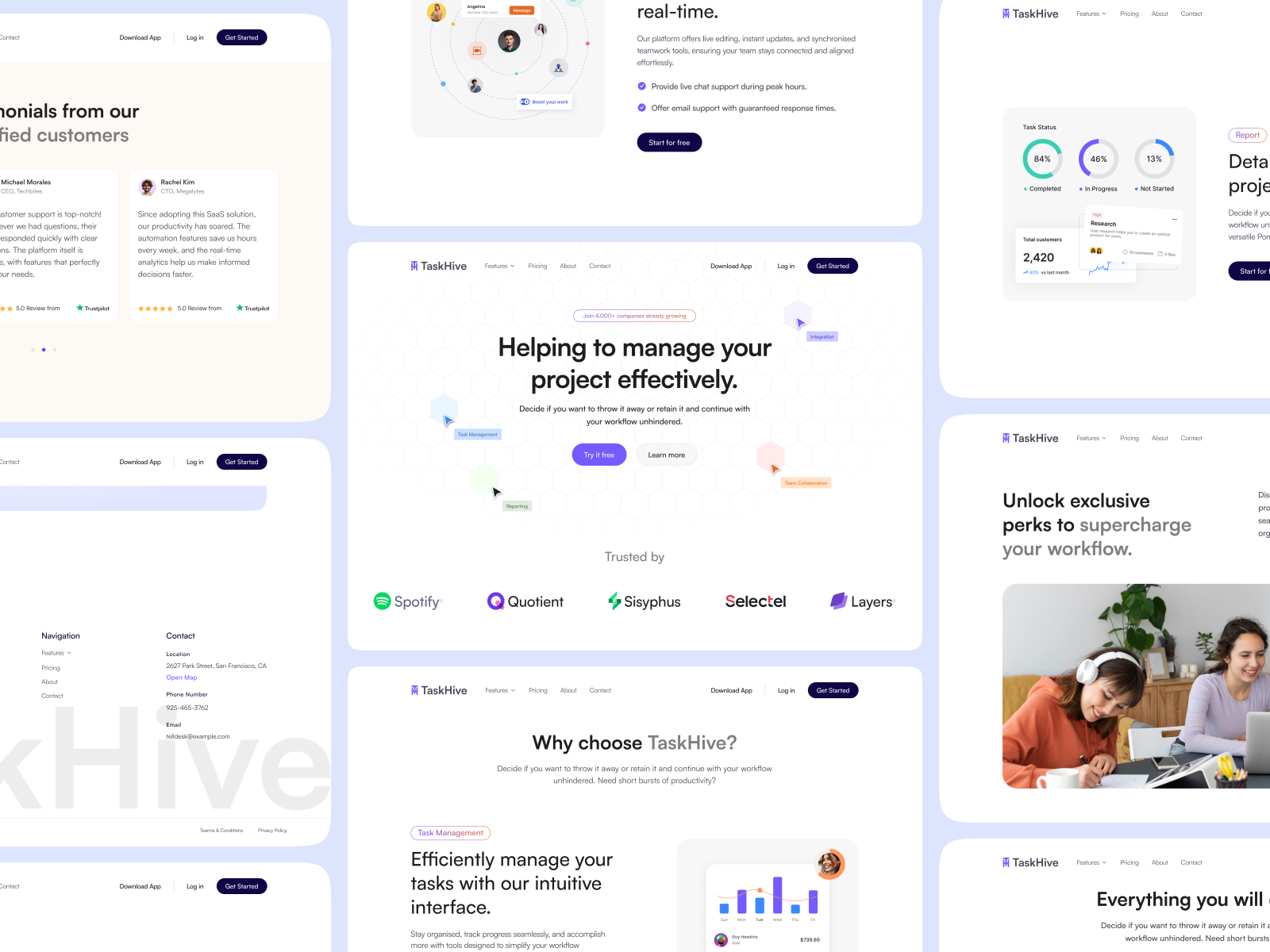 TaskHive Project Management SAAS Landing Page Design by ilias miah for ...