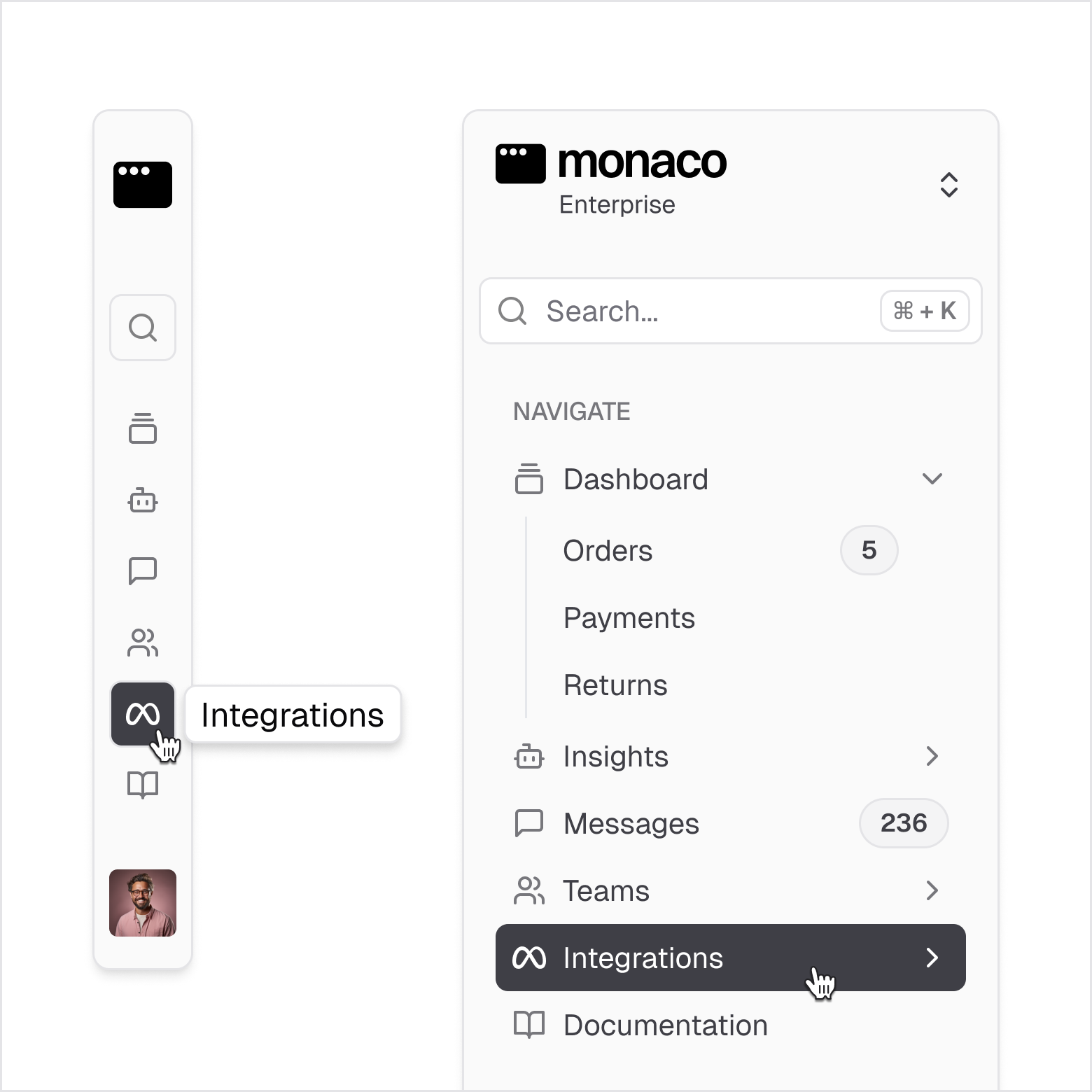 shadcn Sidebar - Collapsed vs Expanded (light mode) by Ankur Puri on ...
