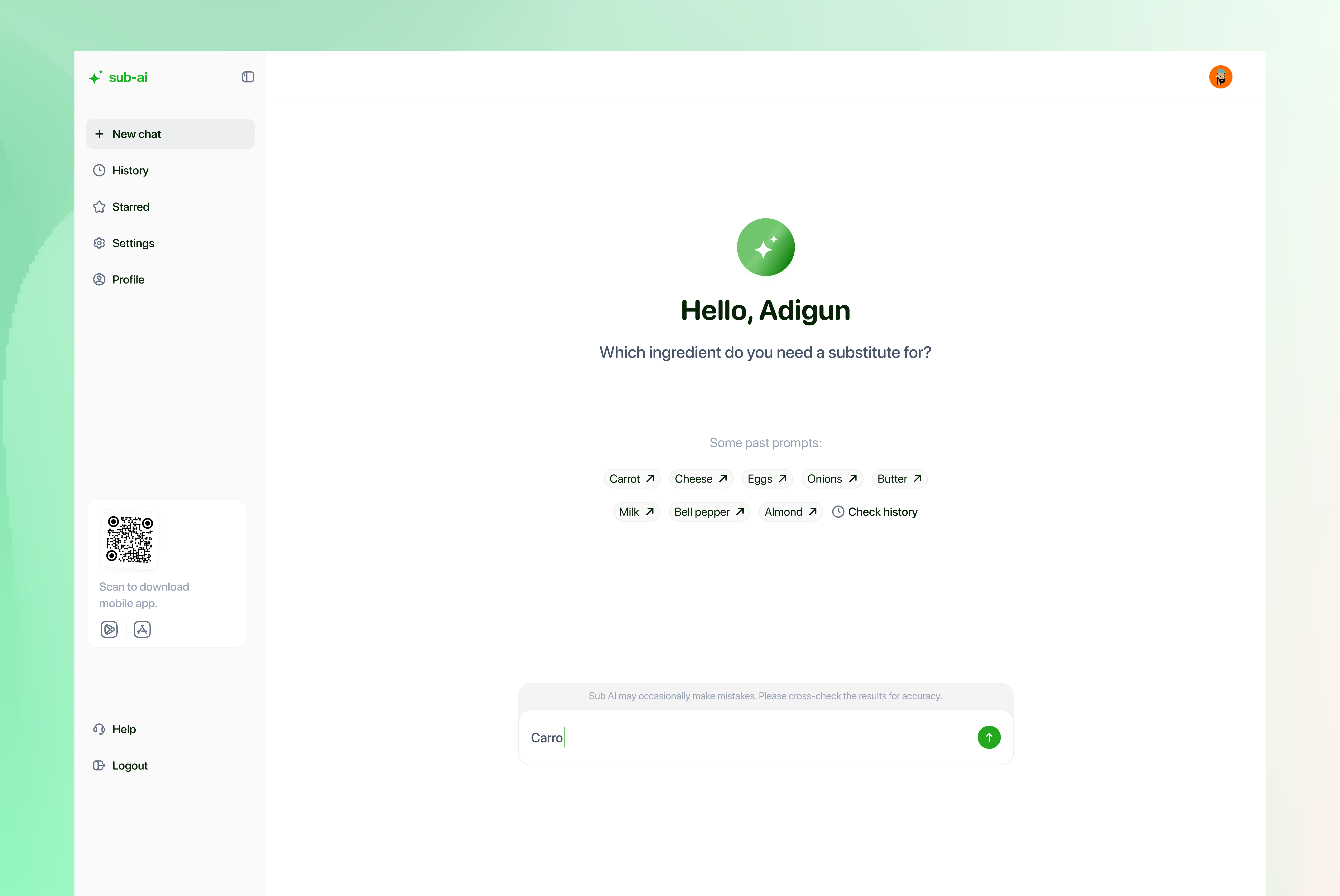 AI Chat interface - SUB AI by Ogunya Marvellous on Dribbble