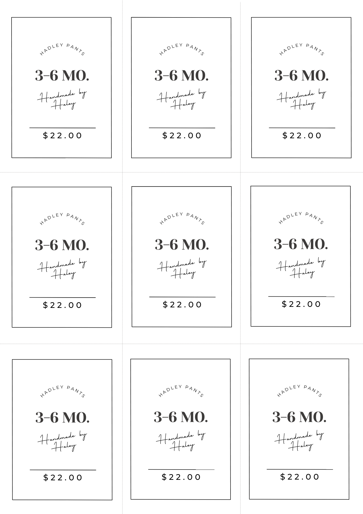 Sample - Simple Sizing and Pricing Tag by Haley Menard on Dribbble