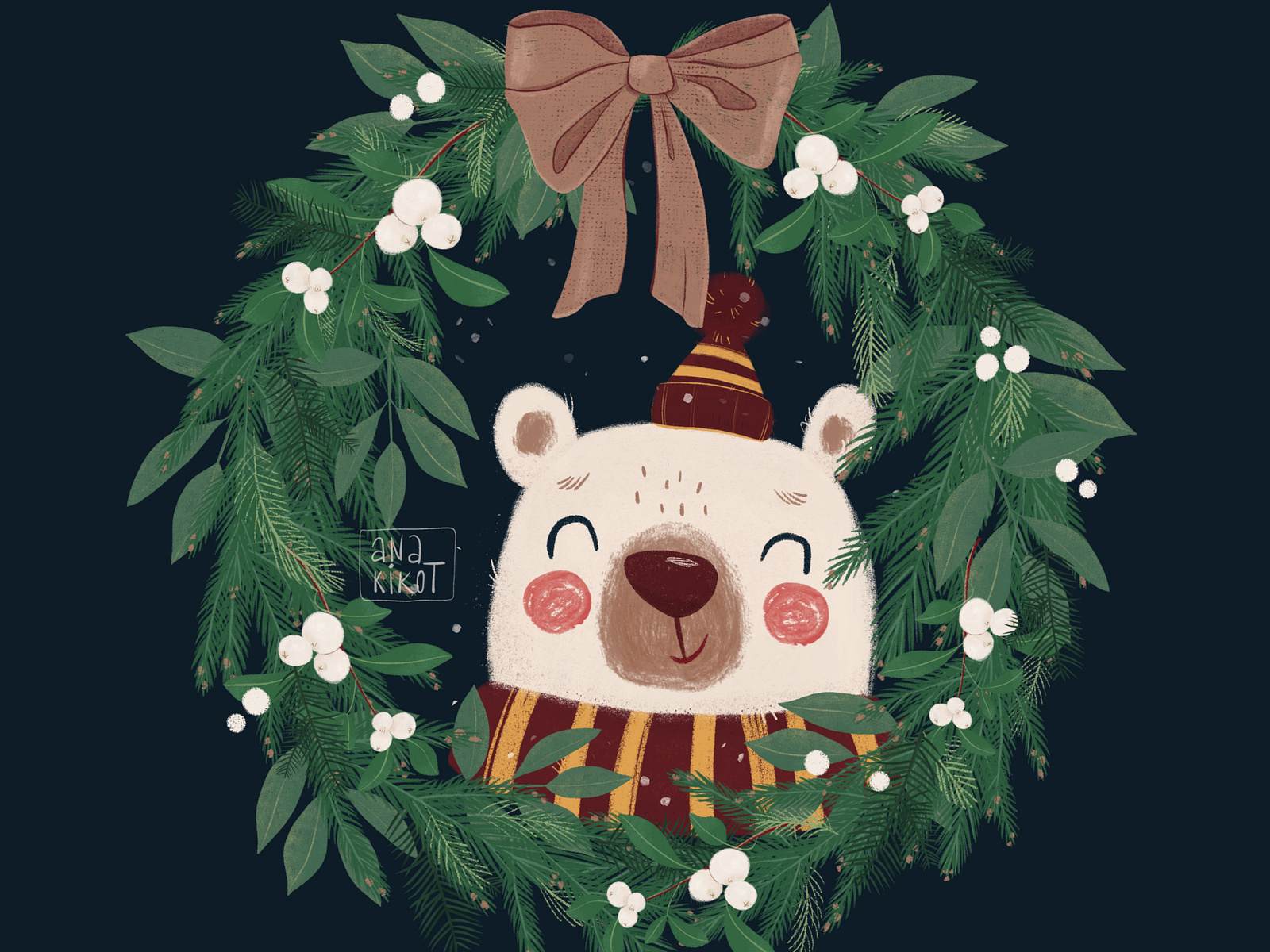 Christmas Bear Illustration by Anastasia Kikot on Dribbble