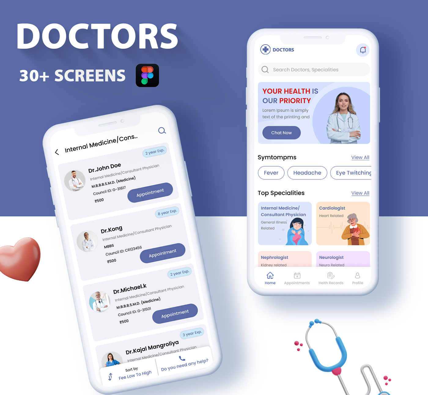 Doctors Mobile App Ui design In Figma by Nayan Jodhani on Dribbble